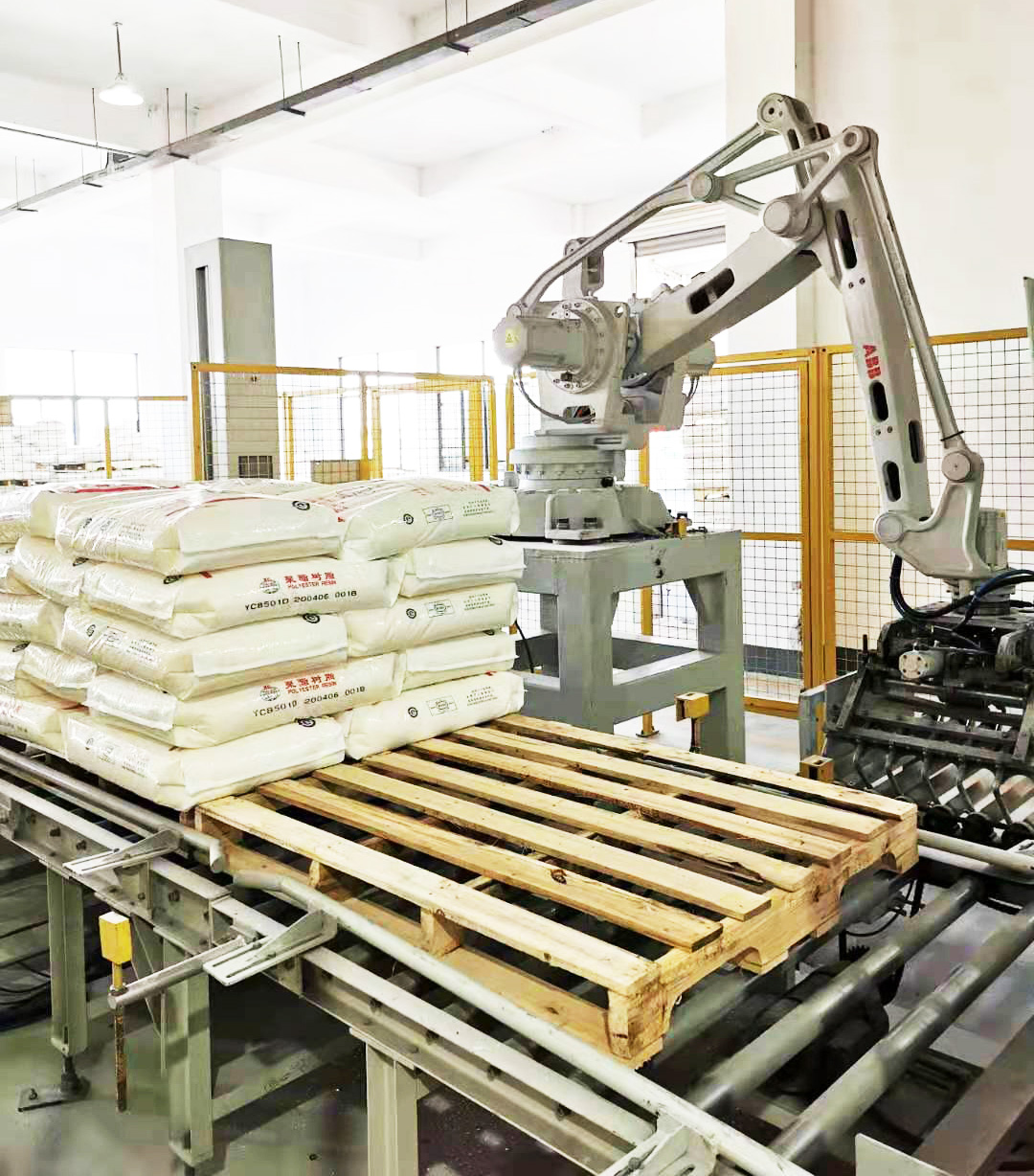 Automatic Heavy Bag Packing And Palletizing Production Line Best Automated Robotic Palletizing